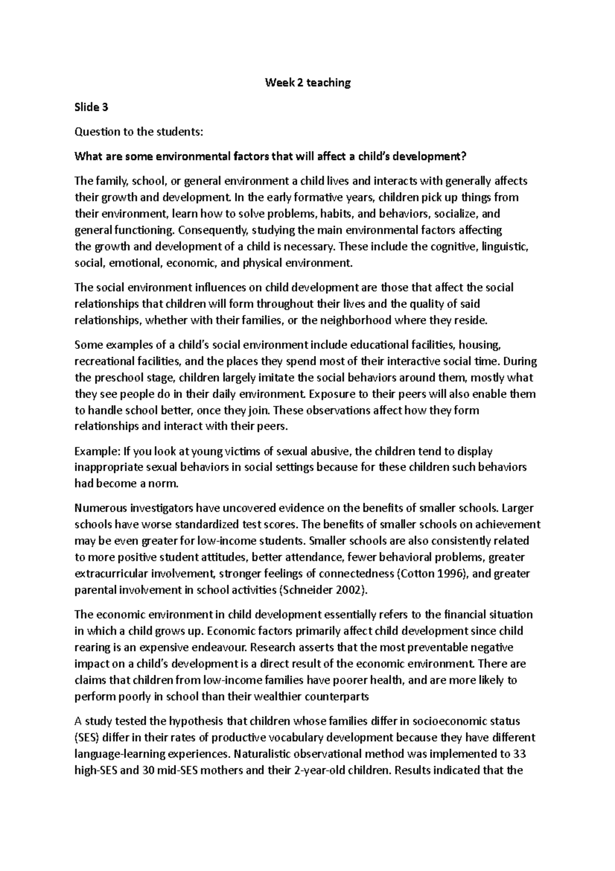 Week 2 Teaching Piagets Theory Of Cognitive Development Week 2 Teaching Slide 3 Question To