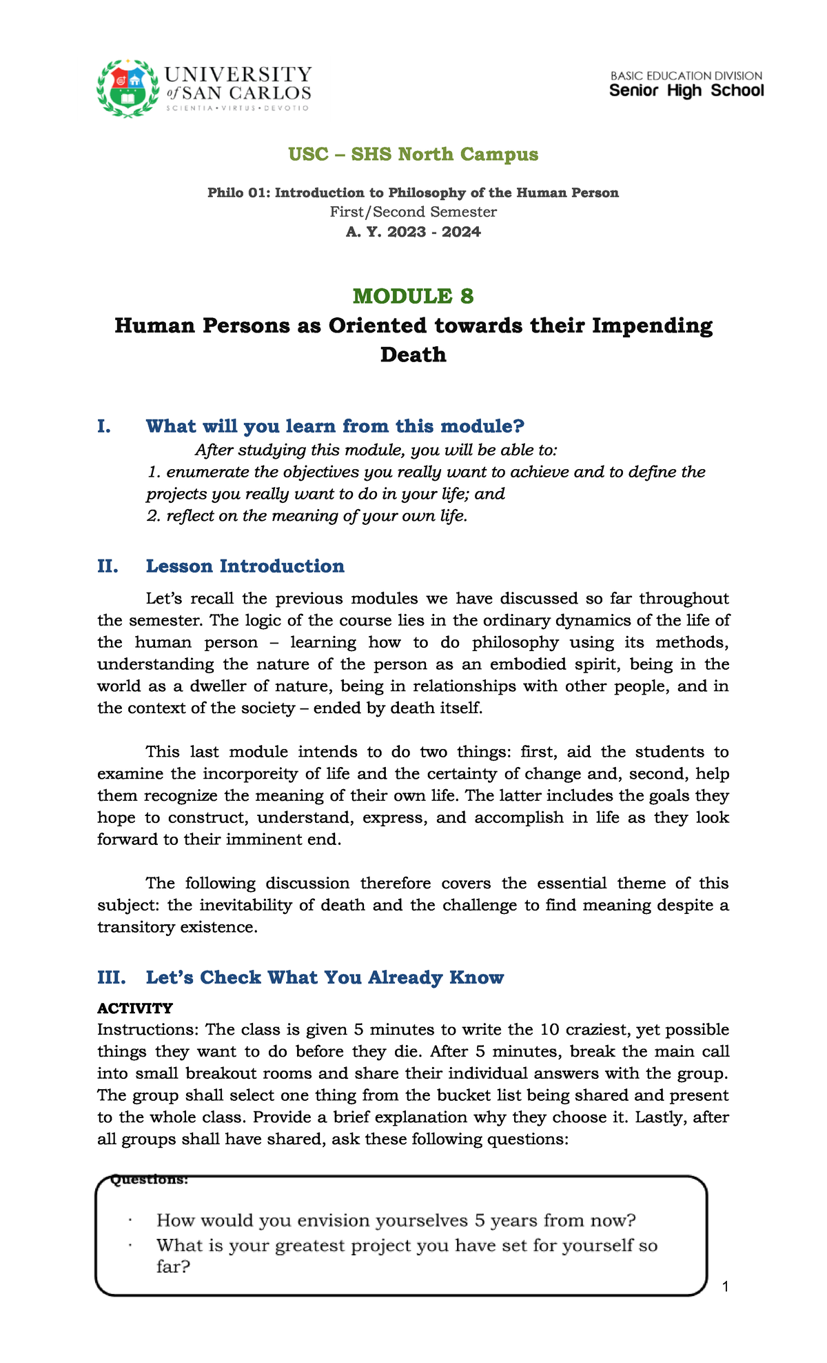 Philo+01 M8 v2023 - Philosophy Modules for grade 11 students. Used by ...