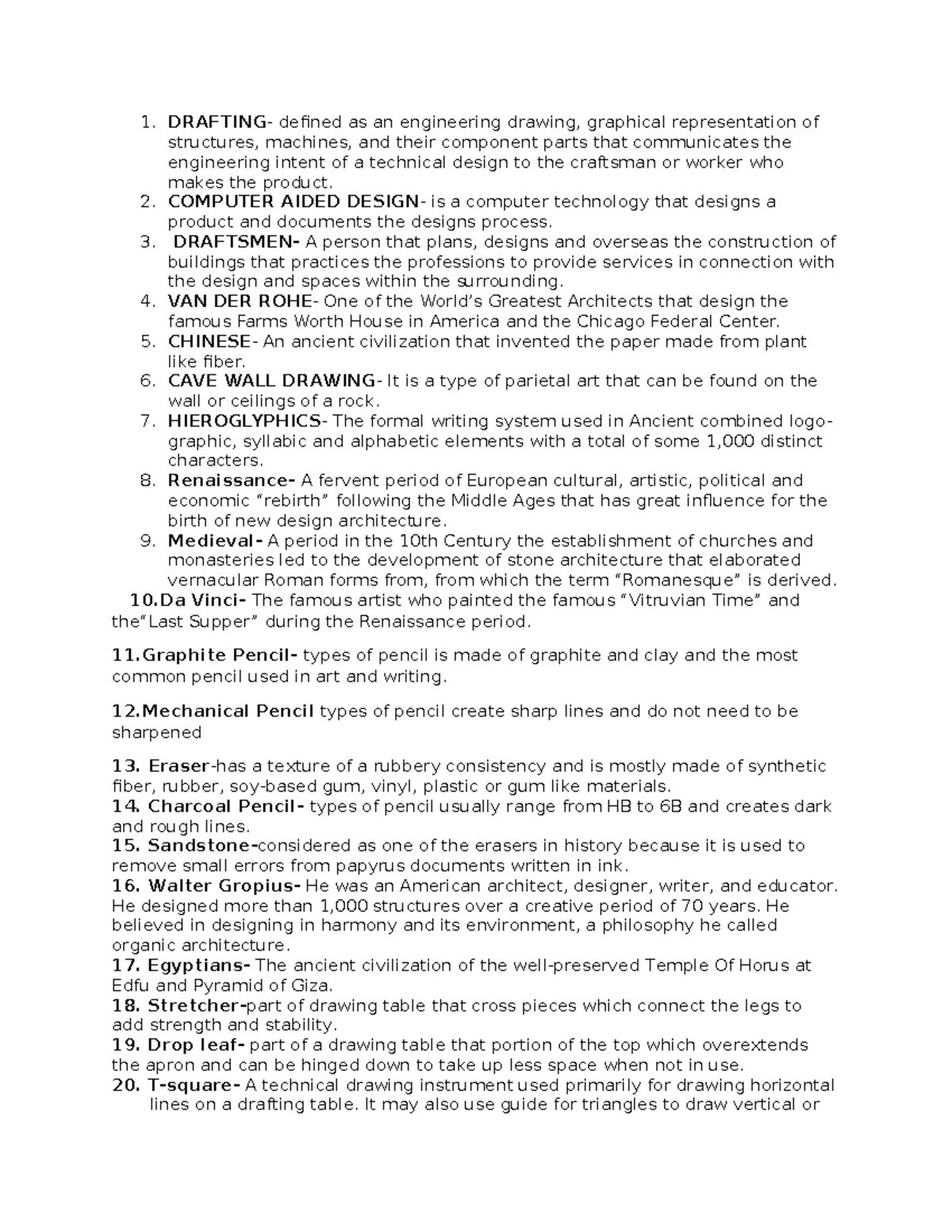 Reviewer-in-Drafting - DRAFTING- defined as an engineering drawing ...
