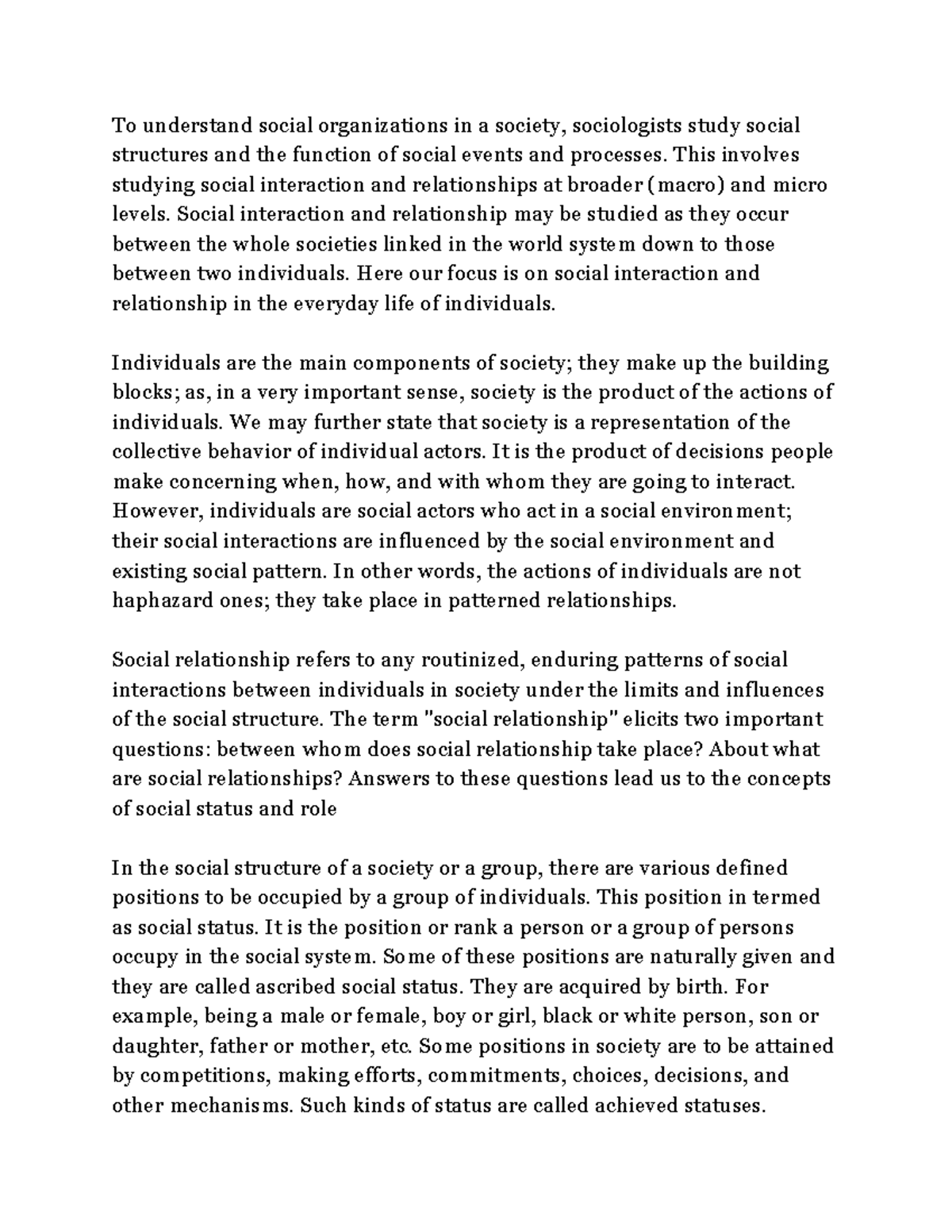 Sociology - young - To understand social organizations in a society ...