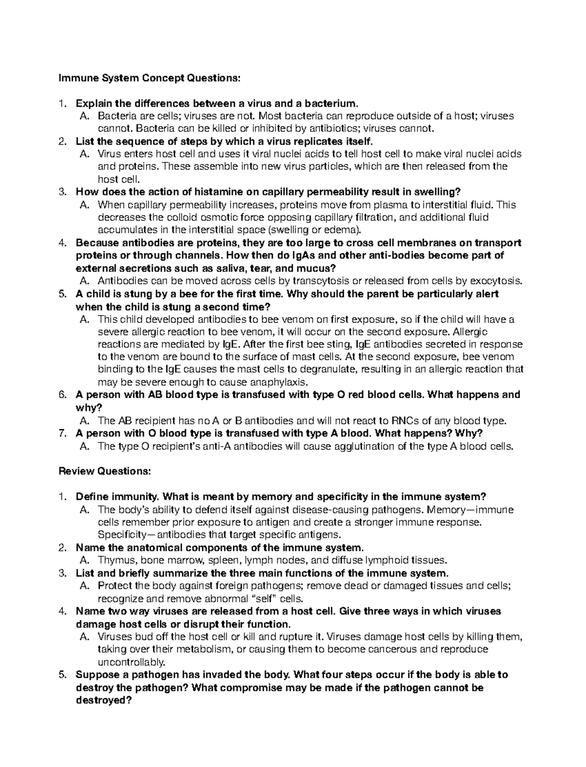 Immune System - Lecture Notes Tahimic Human Physiology - Immune System ...