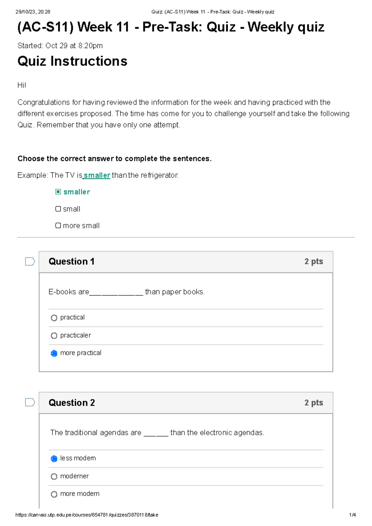 Quiz (AC-S11) Week 11 - Pre-Task Quiz - Weekly quiz - (AC-S11) Week 11 ...