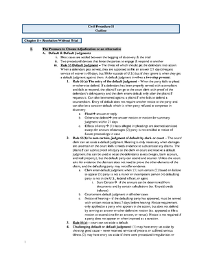 Civil Procedure Outline - Handsome Monica Civil Procedure Outline 1 ...
