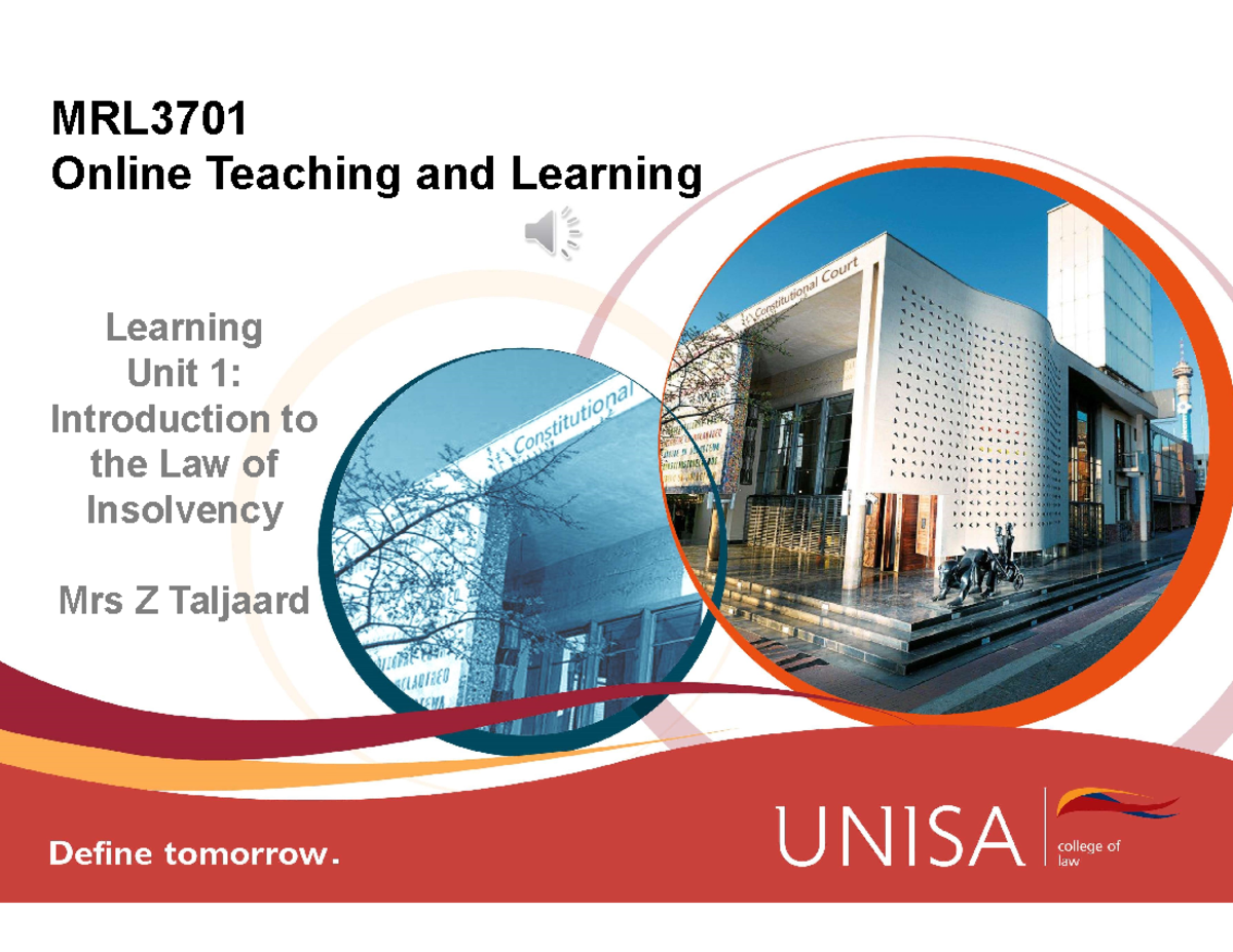 Lectures MRL3701 - OVERALL SUMMARY OF ALL THE WORK - MRL Online ...