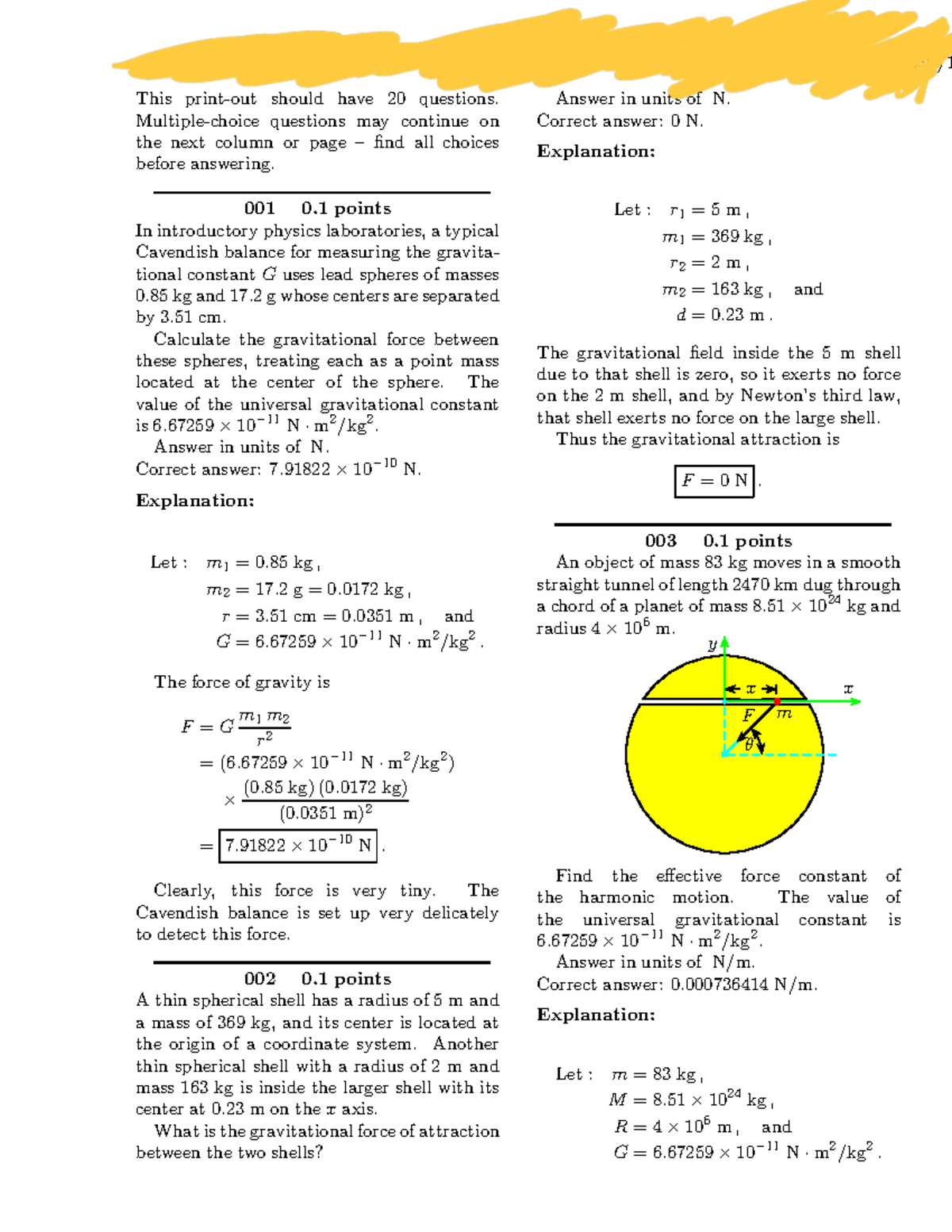 Physics 2 - Homework 1 - This print-out should have 20 questions ...