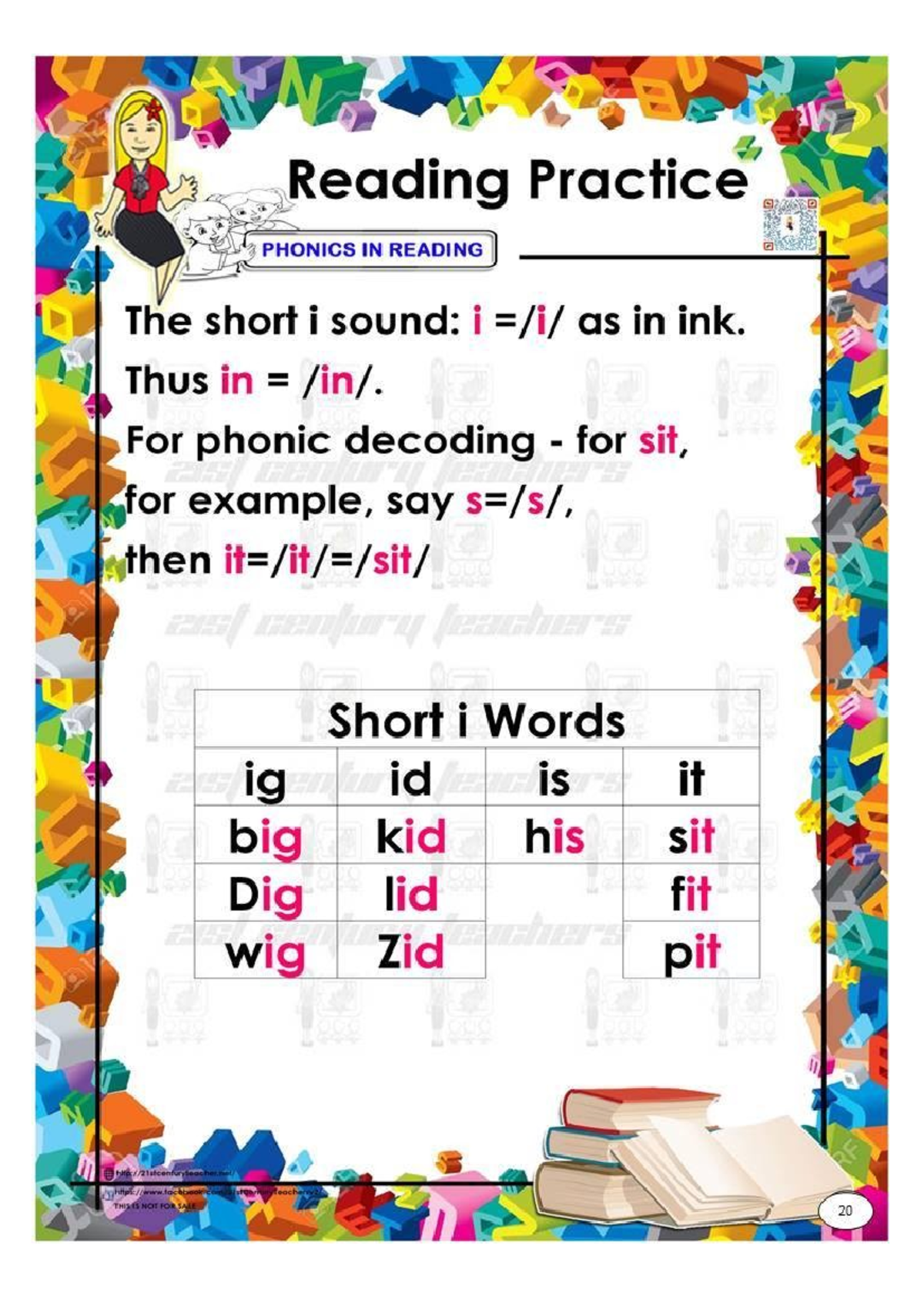 21st Century Reading - Reading Practice PHONICS IN READING The short i ...