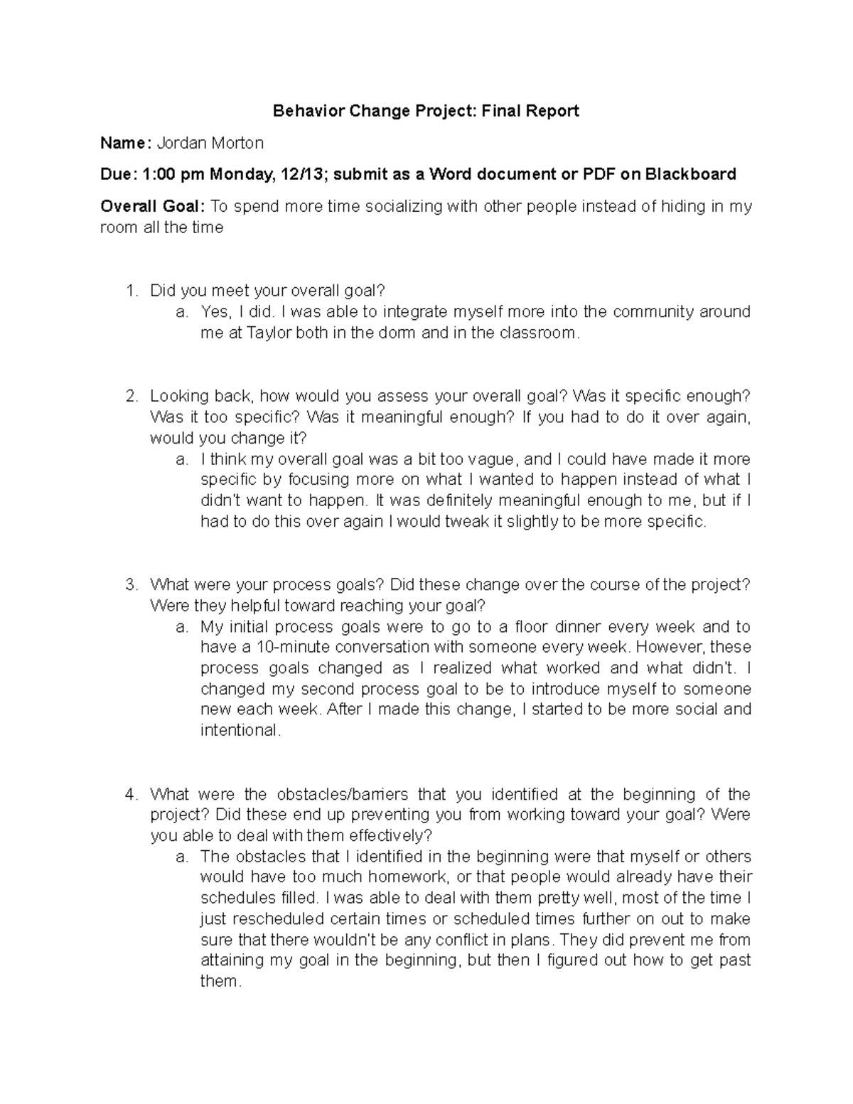 Behavior Change Final Report - Behavior Change Project: Final Report ...