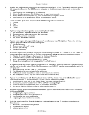 Scorebuilders 1 - Practice test - A physical therapist reviews the ...