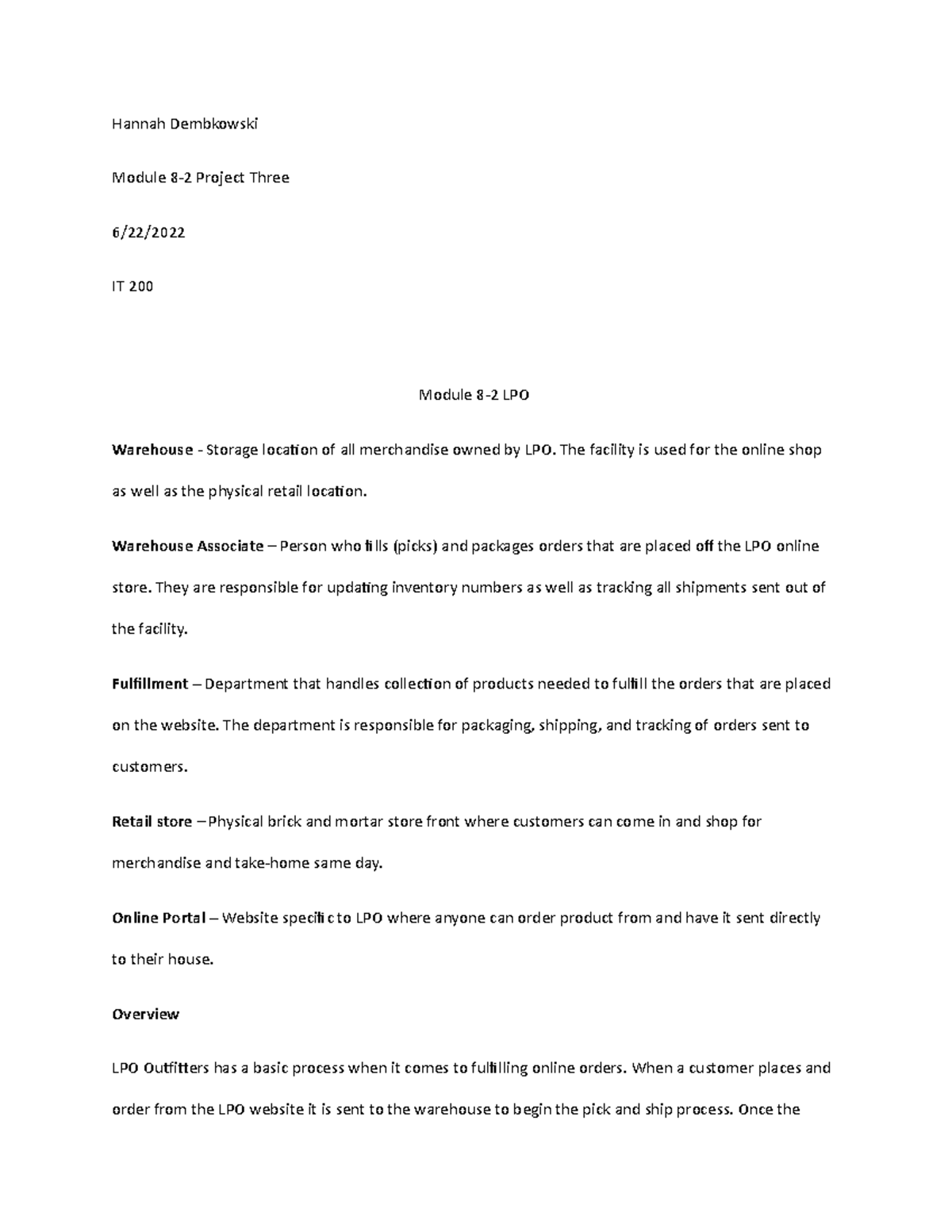 Module 8-2HD - Hannah Dembkowski Module 8-2 Project Three 6/22/ IT 200 ...