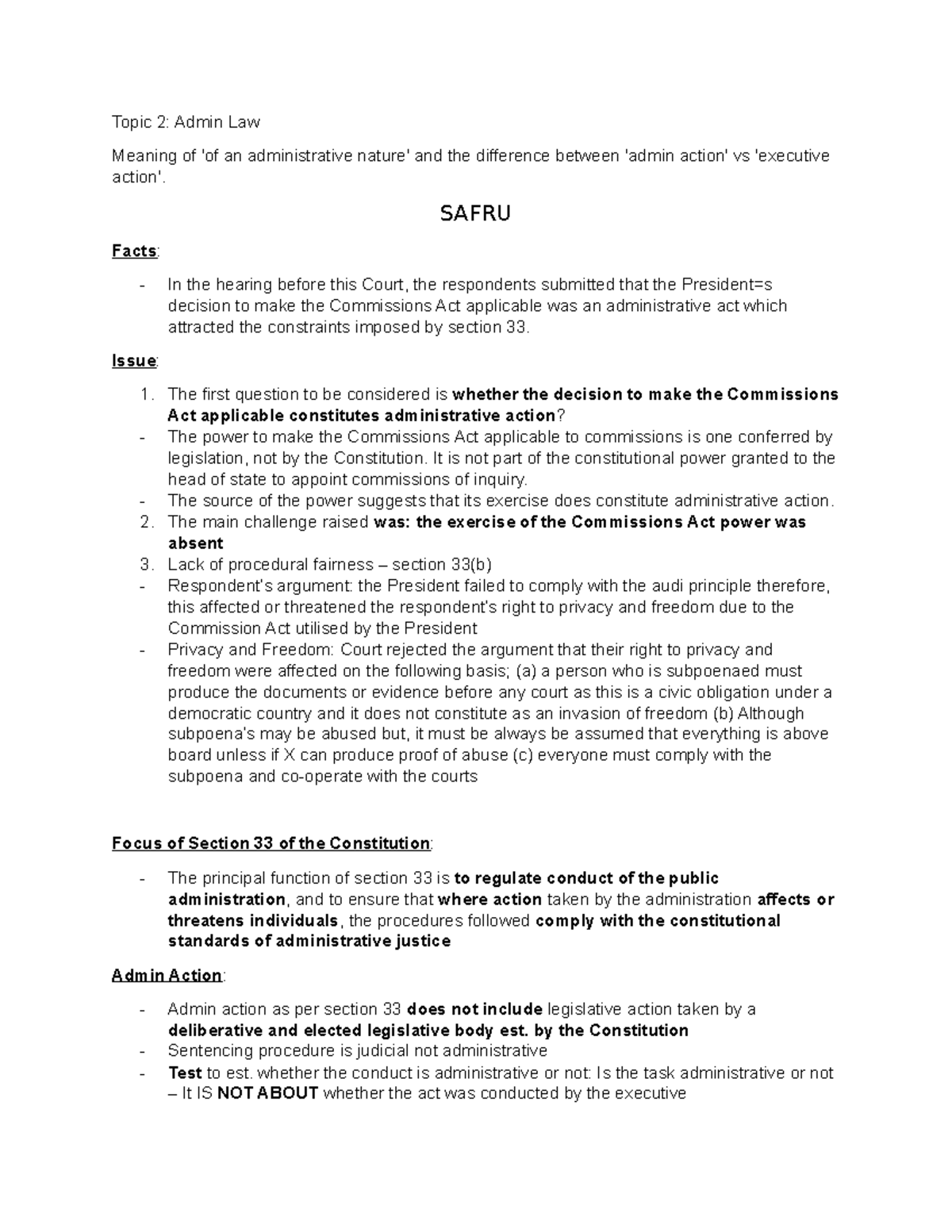 Topic 2 Admin Law - Topic 2: Admin Law Meaning of 'of an administrative ...