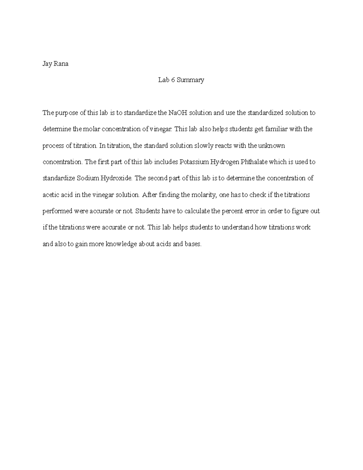 Pre Lab 6 Summary - This is a lab experiment that involves ...