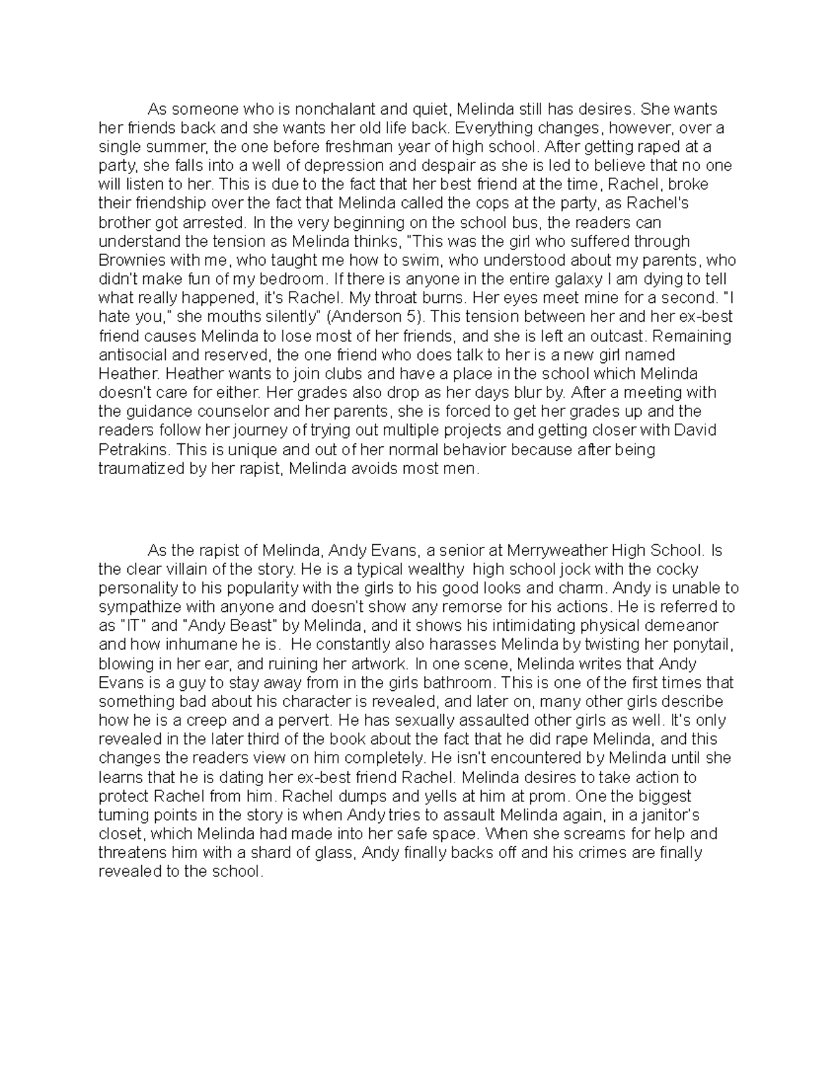 Heather Speak Character Analysis at Eddie Avila blog