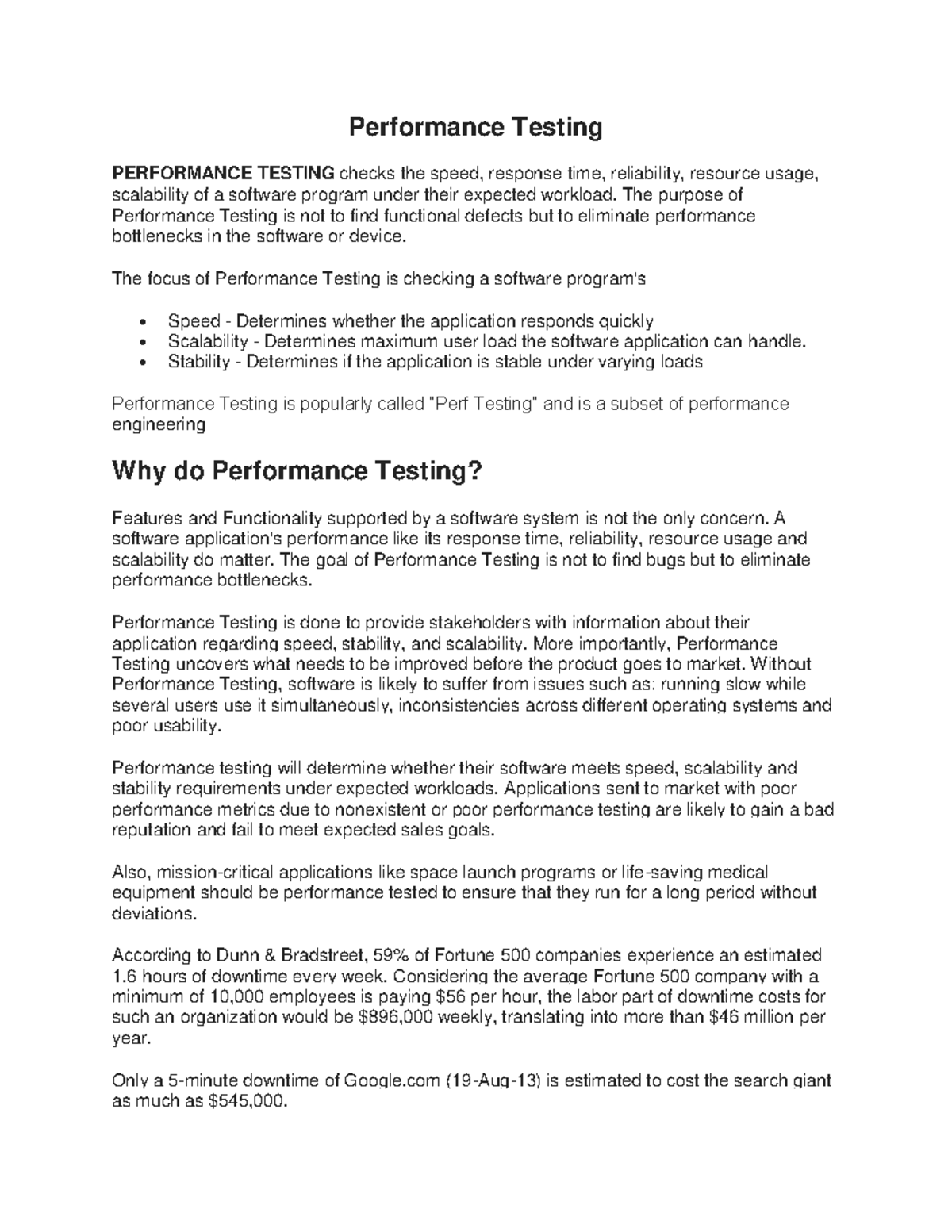 Performance Testing - Lecture note - Performance Testing PERFORMANCE ...