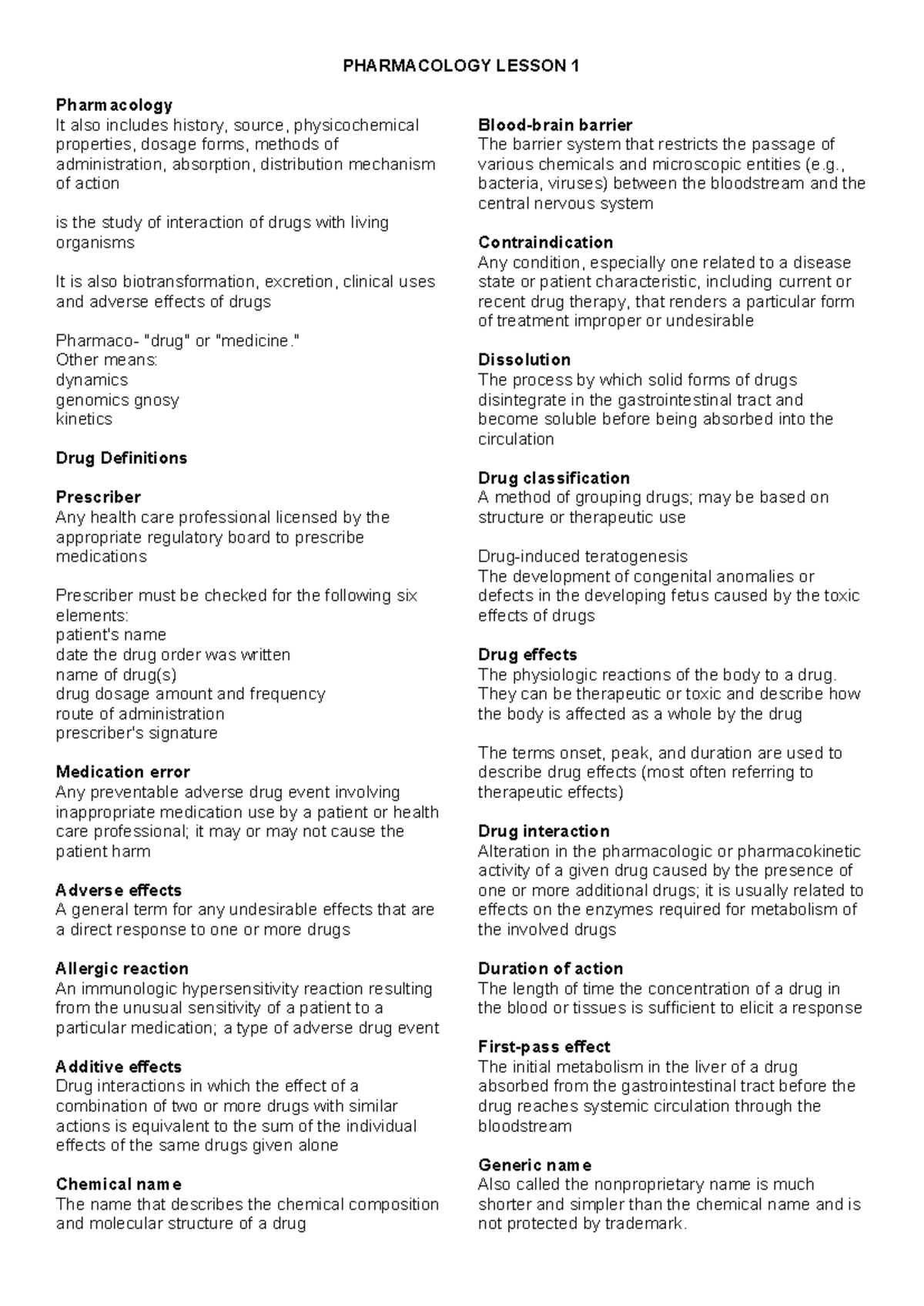Pharmacology Lesson 1 - it's all about drugs - PHARMACOLOGY LESSON 1 ...