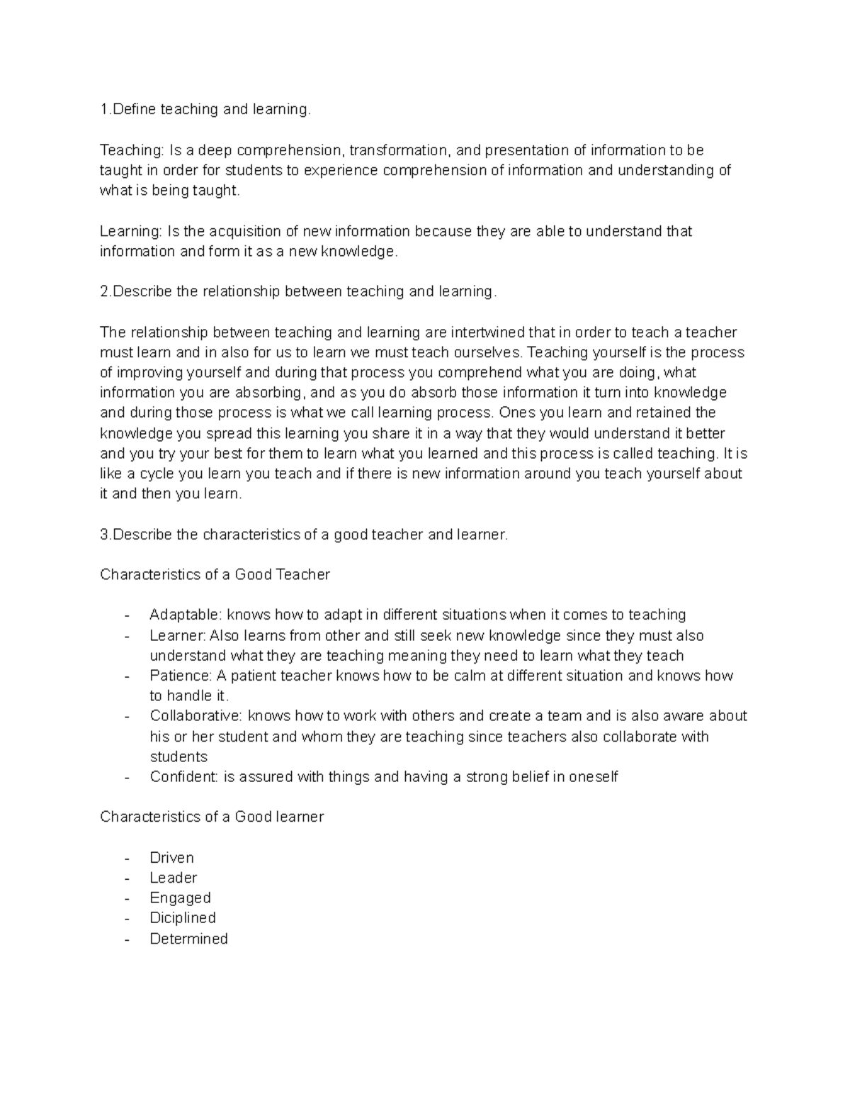 SGQ1 TLPT - My Recent course work with provided guide questions and ...