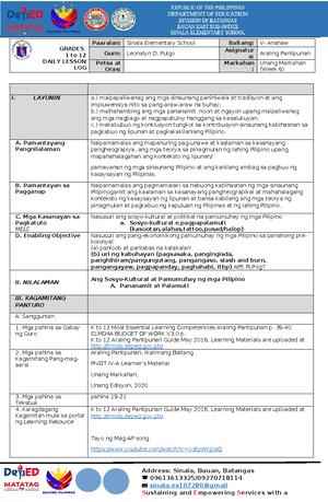 DLL English 6 Q2 Week 1 - Annex 1B to DepEd Order No. 42, s. 2016 GRADES 1 to 12 DAILY LESSON ...