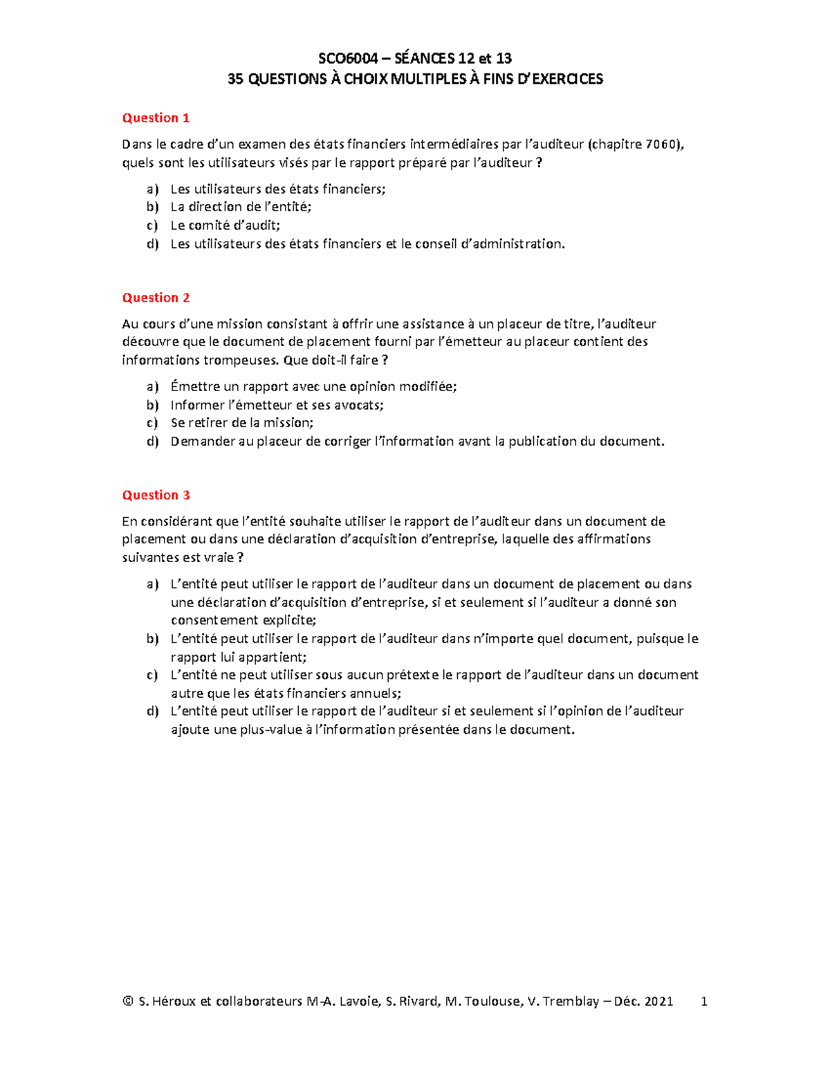 S12-13 35 QCM Énoncés rev 22-12-21 - 35 QUESTIONS À CHOIX MULTIPLES À ...