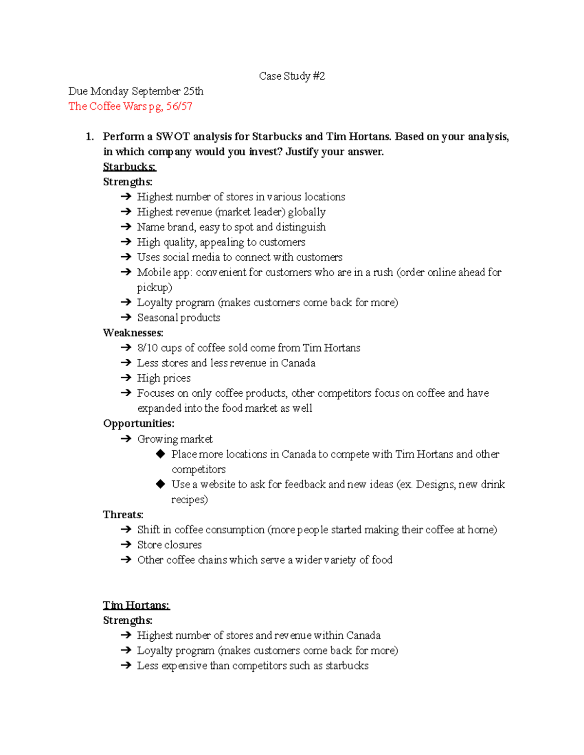 The Coffee Wars - Case Study # Due Monday September 25th The Coffee ...
