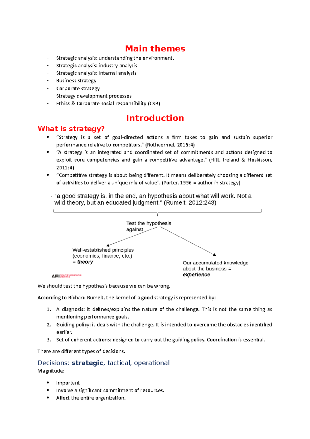 C1 - Notes de cours 1 - Business strategy - Université Paris-Est ...