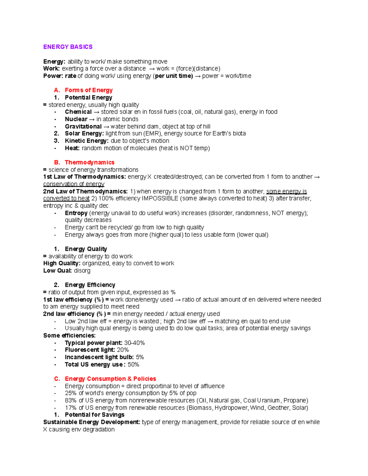Environ 20 Energy UNIT (17,18,19, 20) - ENERGY BASICS Energy: ability ...