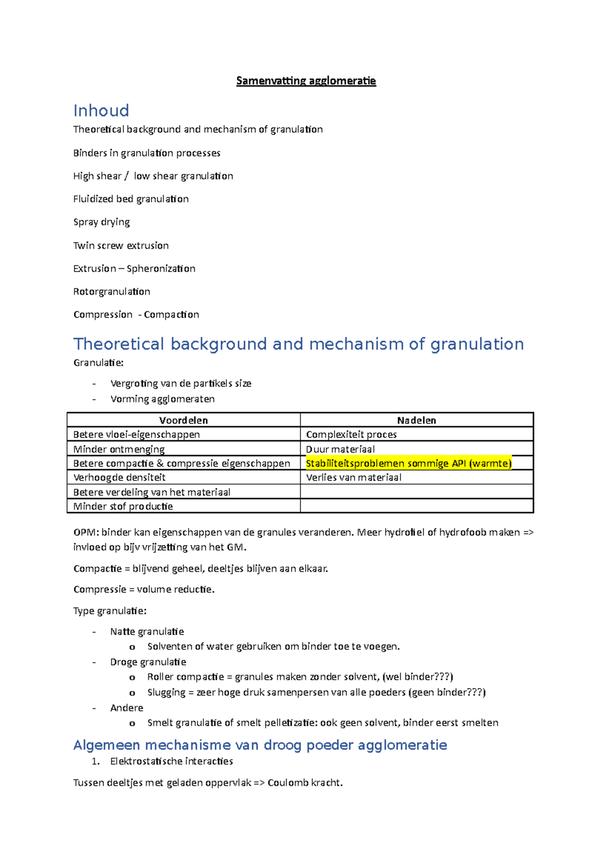 Samenvatting agglomeratie - Samenvatting agglomeratie Inhoud ...