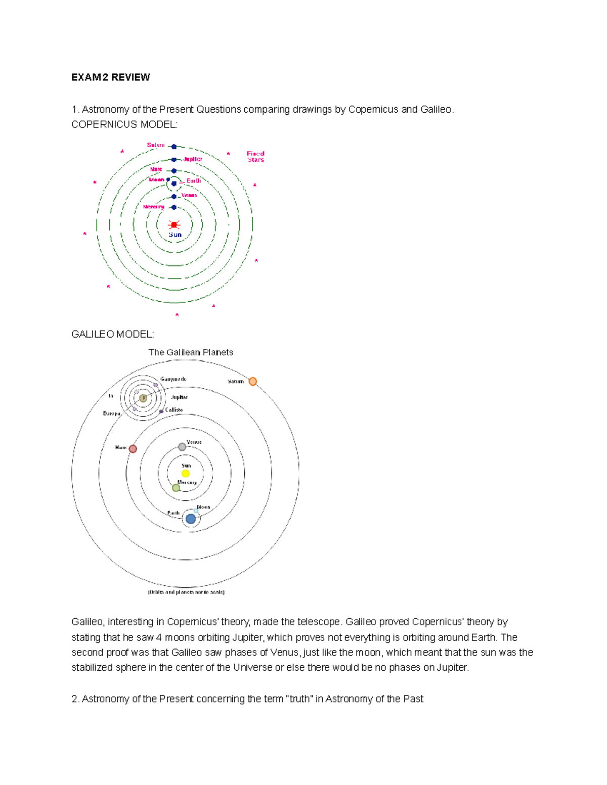 Exam 2 Review Questions - EXAM 2 REVIEW Astronomy of the Present ...