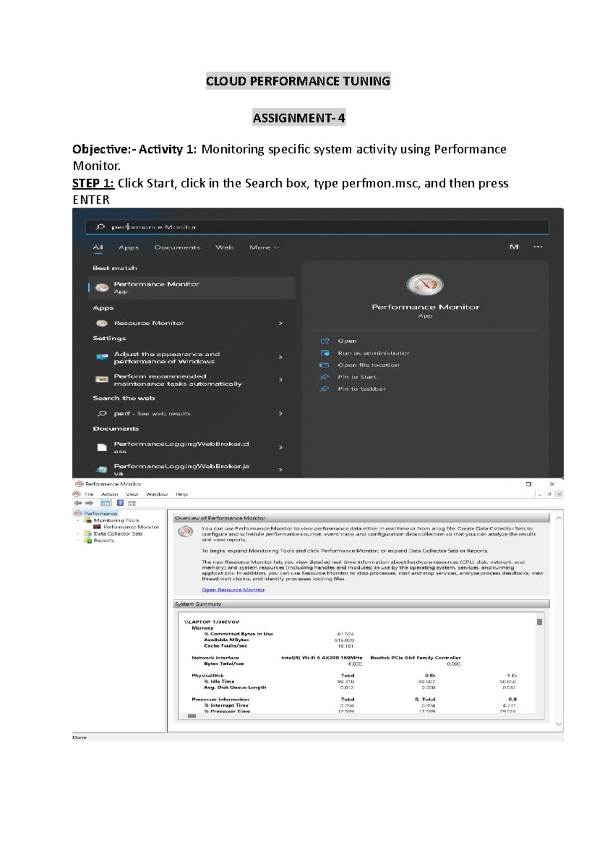 Cloud Performance Tuning lab 4 - CLOUD PERFORMANCE TUNING ASSIGNMENT- 4 Objective:- Activity 1 ...