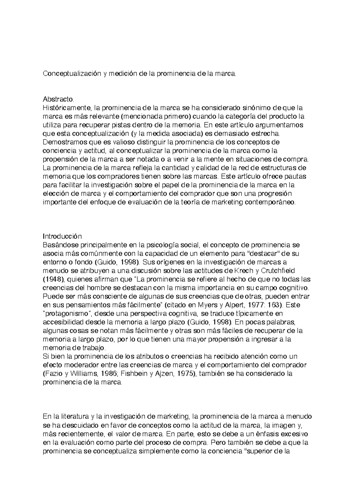 Conceptualización y medición de la prominencia de la marca - Abstracto ...