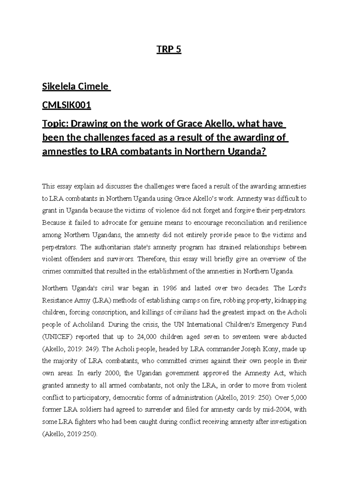 TRP 5 POL3030F - Politics - TRP 5 Sikelela Cimele CMLSIK Topic: Drawing ...