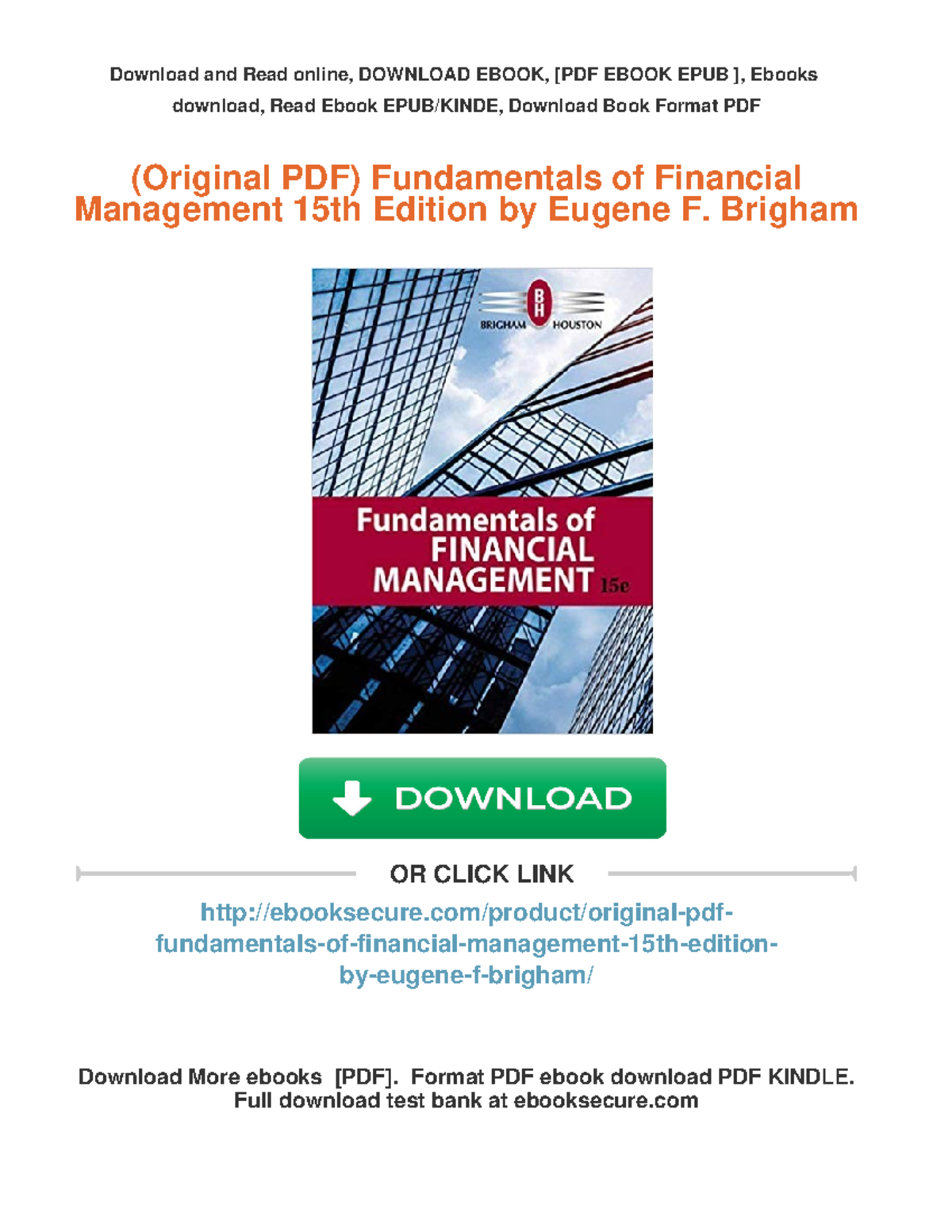 752157344 Get Original PDF Fundamentals of Financial Management 15th ...