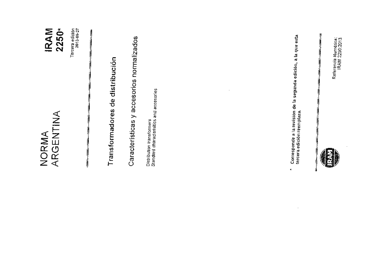 IRAM 2250-2013 (Transf. de distribución) - Ingenieria en Calidad - Studocu