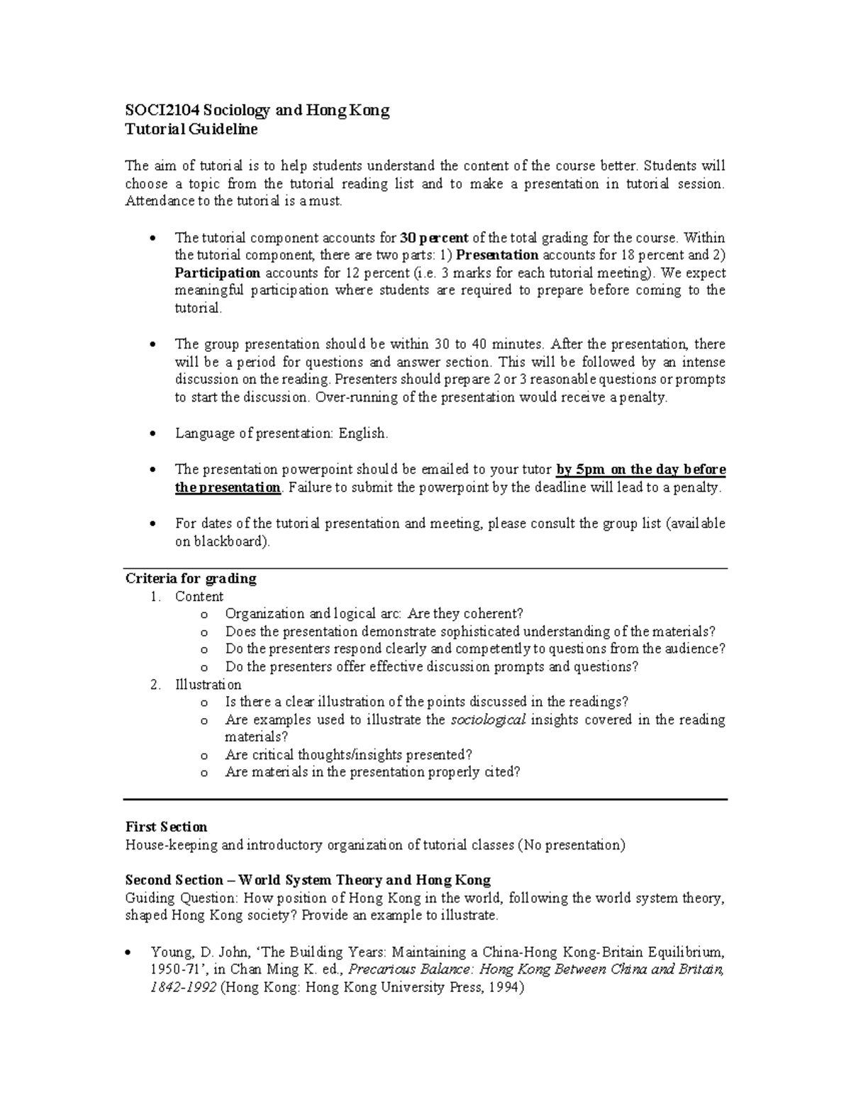 SOCI2104 Tutorial Guideline (2021-2022) Finalized - SOCI2104 Sociology ...