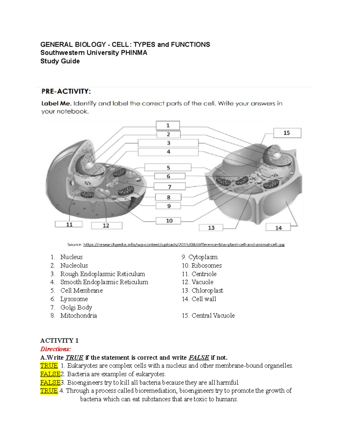 CELLS AND TISSUES: Types & and Different Functions - microbiology - SWU ...