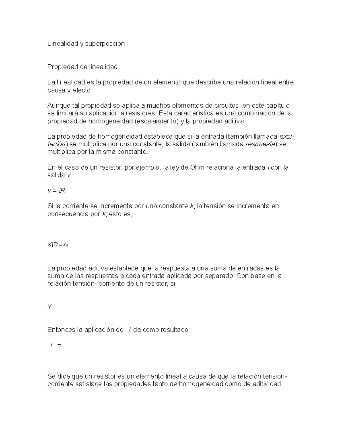 Principio de linealidad resumen - Linealidad y superposcion Propiedad ...