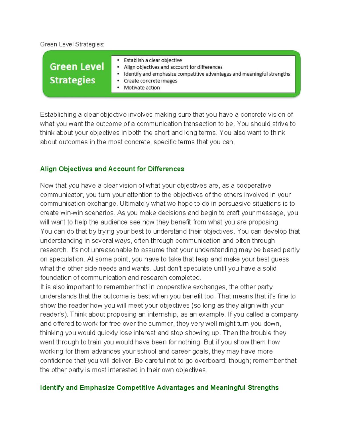 Green Level Strategies - Green Level Strategies: Establishing a clear ...