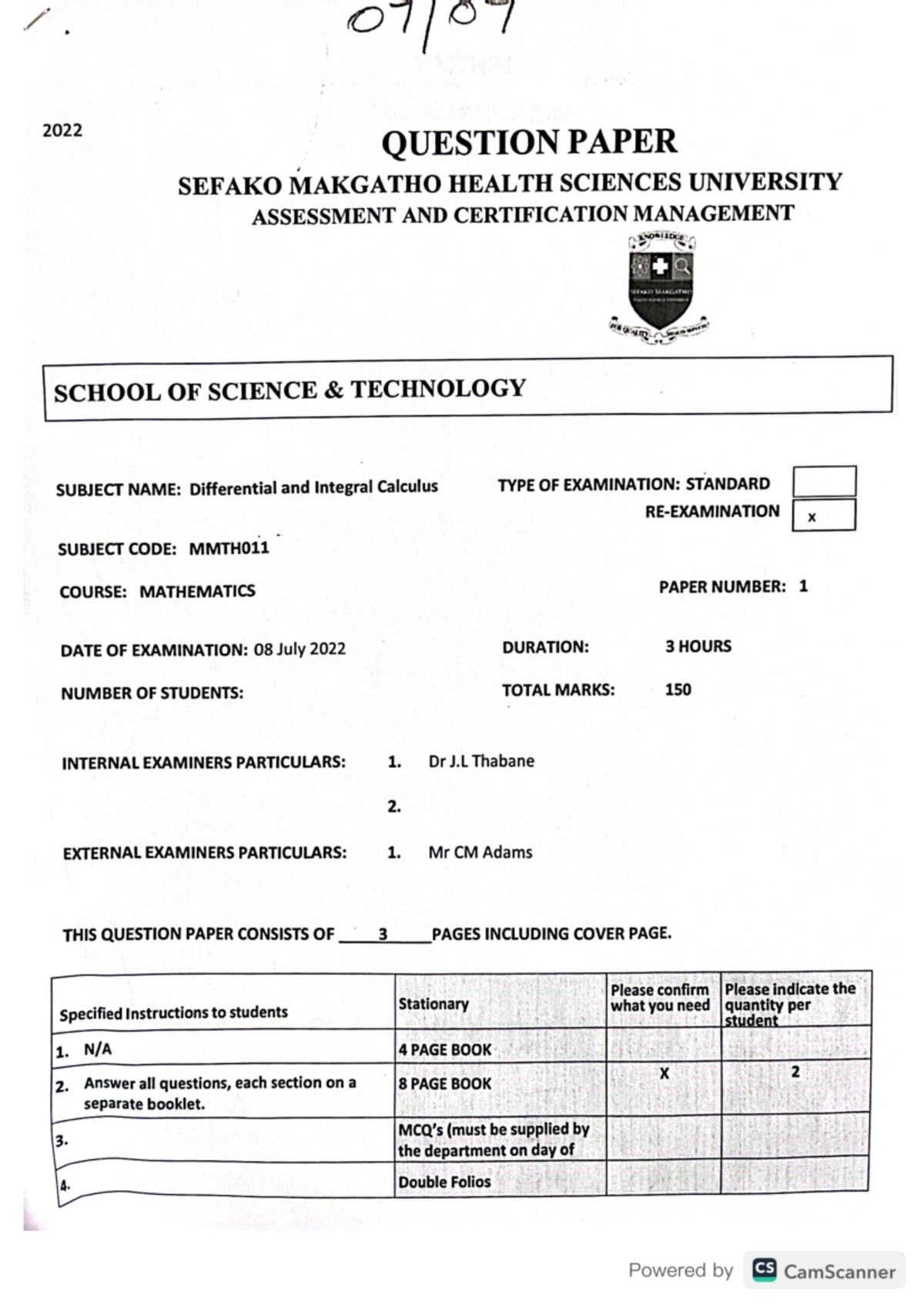 BSC 1 PAST Papers - PRACTICE MATERIALS FOR EXAM - PHY001 - Studocu