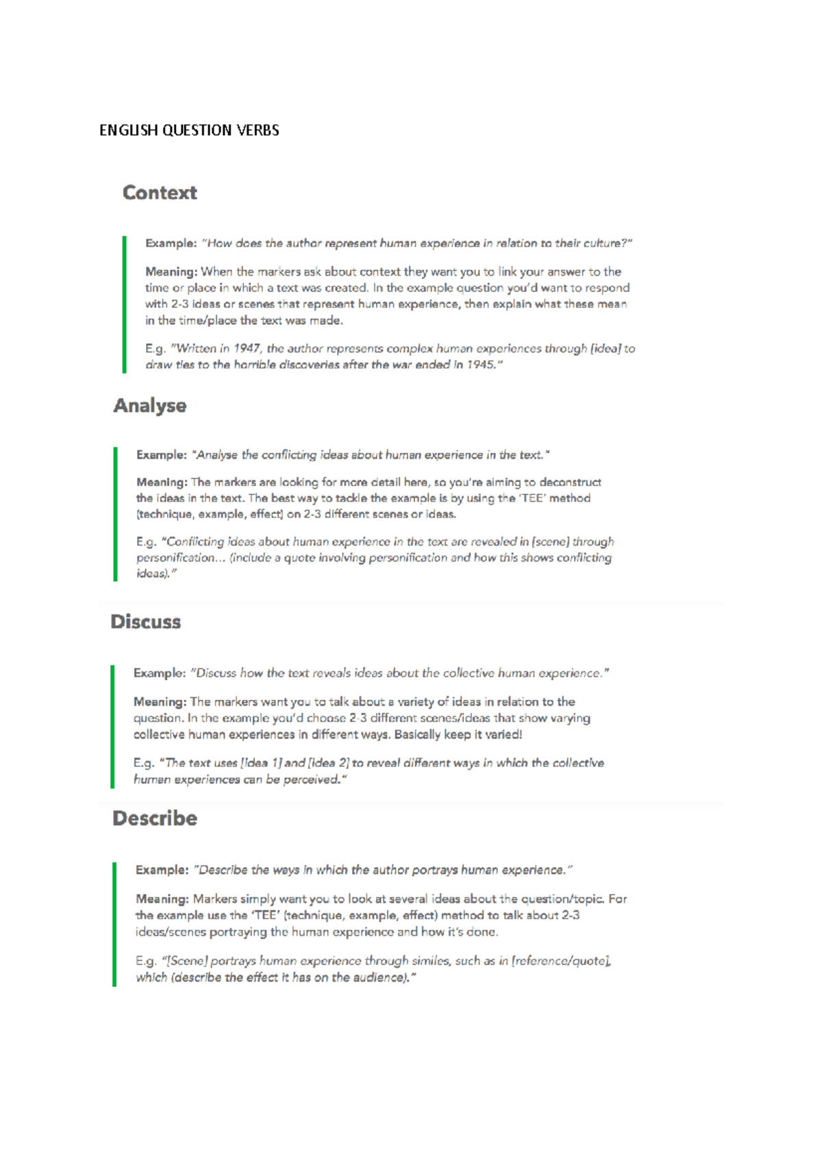 E Nglish Question Verbs - ENGL - ENGLISH QUESTION VERBS - Studocu