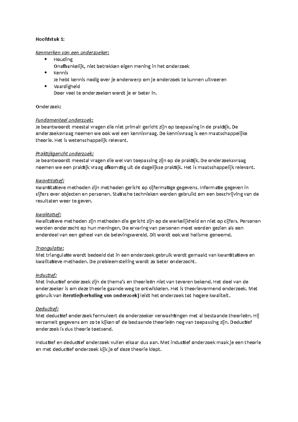 Samenvatting Tentamen M1 - Hoofdstuk 1: Kenmerken van een onderzoeker ...