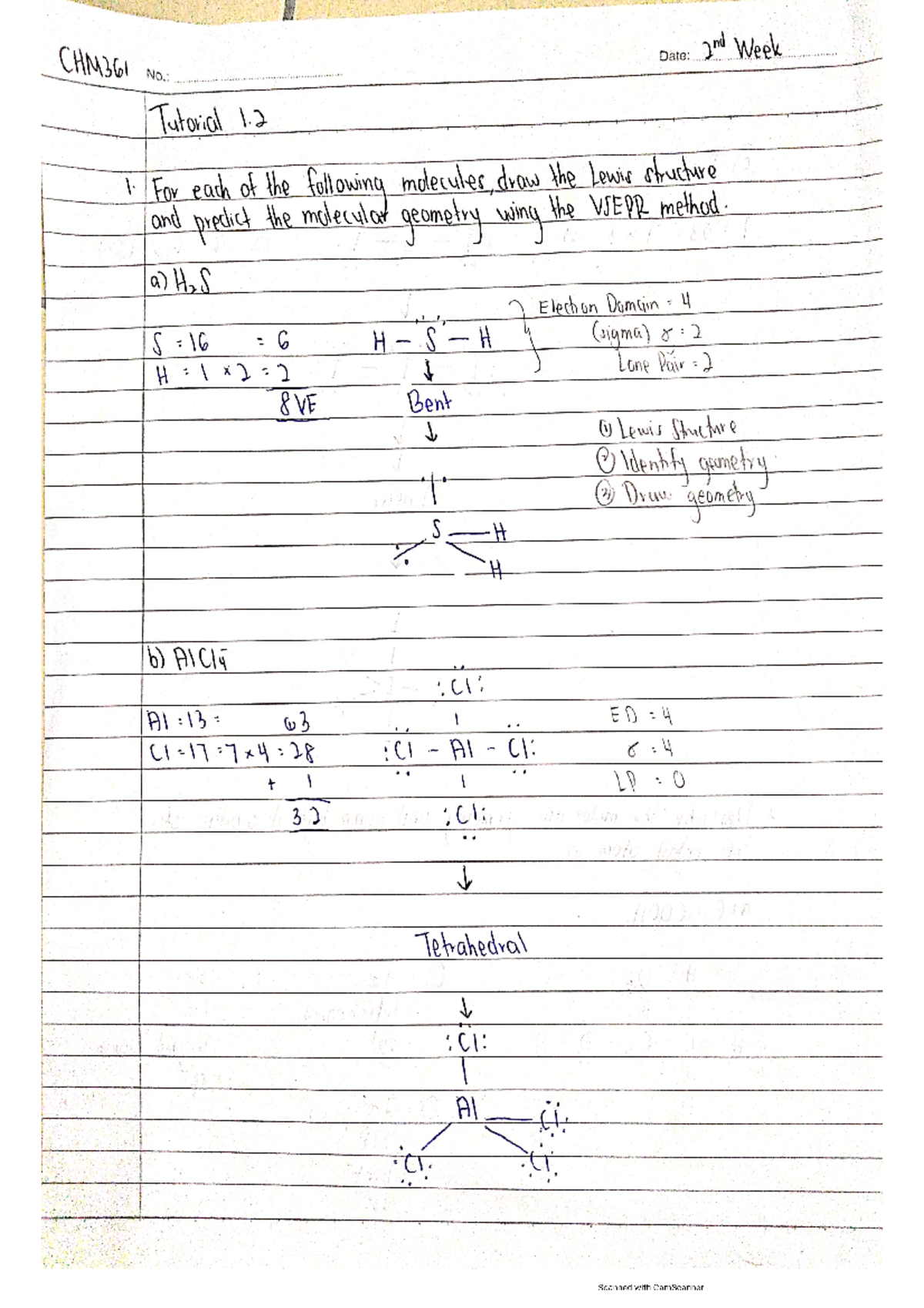 CHM 361 Tutorial 1 - Inorganic Chemistry - Studocu