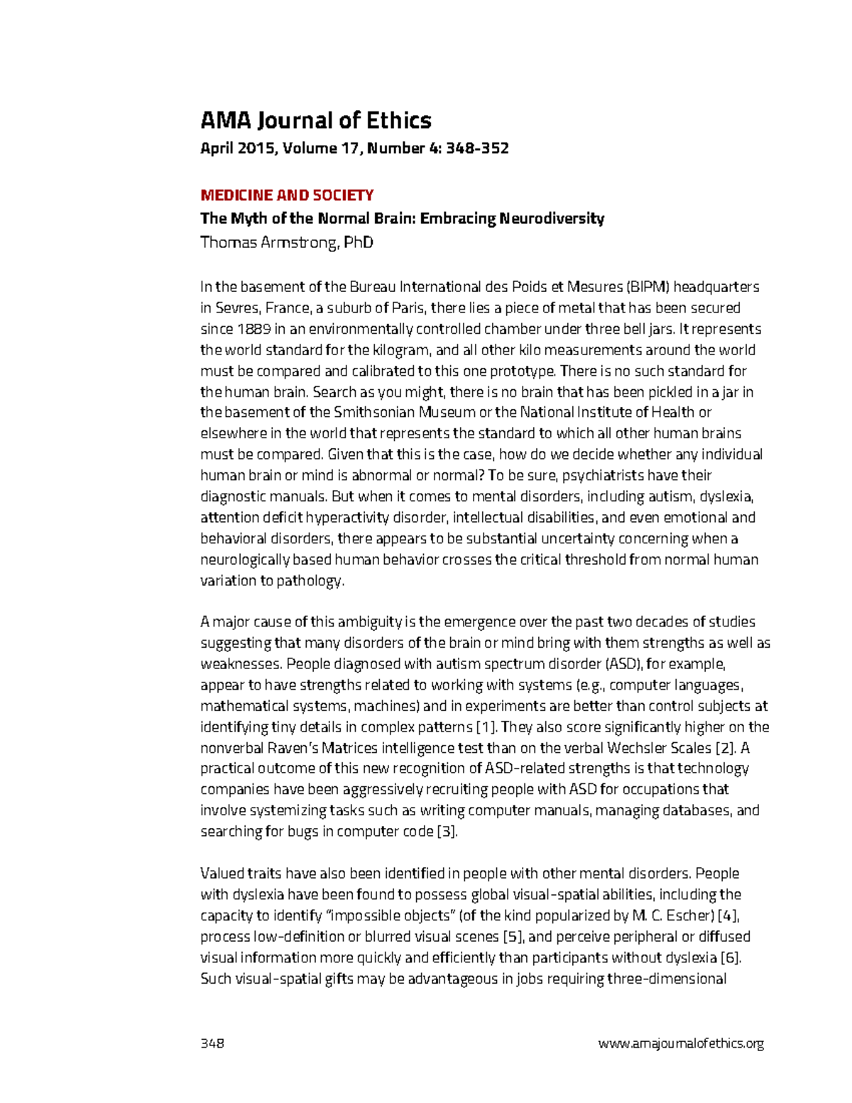 The Myth of the Normal Brain- Embracing Neurodiversity - AMA Journal of ...