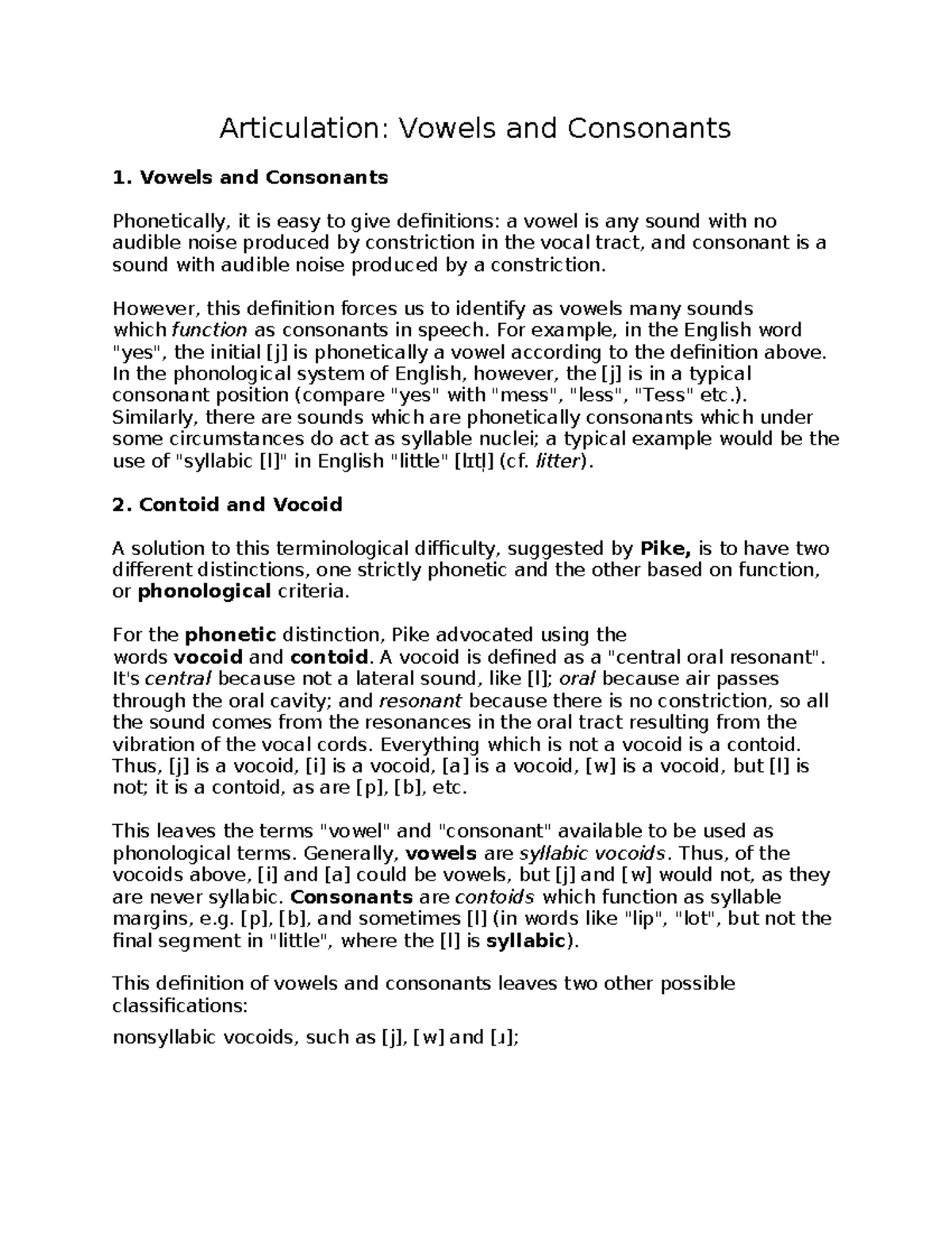 Articulation-vowels and consonants - Articulation: Vowels and ...