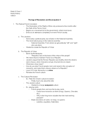 HIST 1011 Class Notes - NOTES PART I The World in 1491 1. Key economic ...