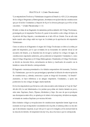 Práctica 2 - Código de Eurico - COMENTARIO 2 (Derecho visigodo) Sidonio ...