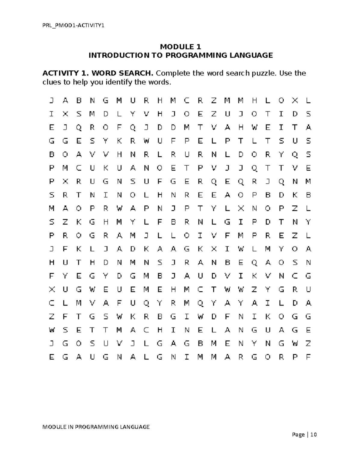 PRL PMOD1- Activity 1&2 - PRL_PMOD1-ACTIVITY MODULE 1 INTRODUCTION TO ...