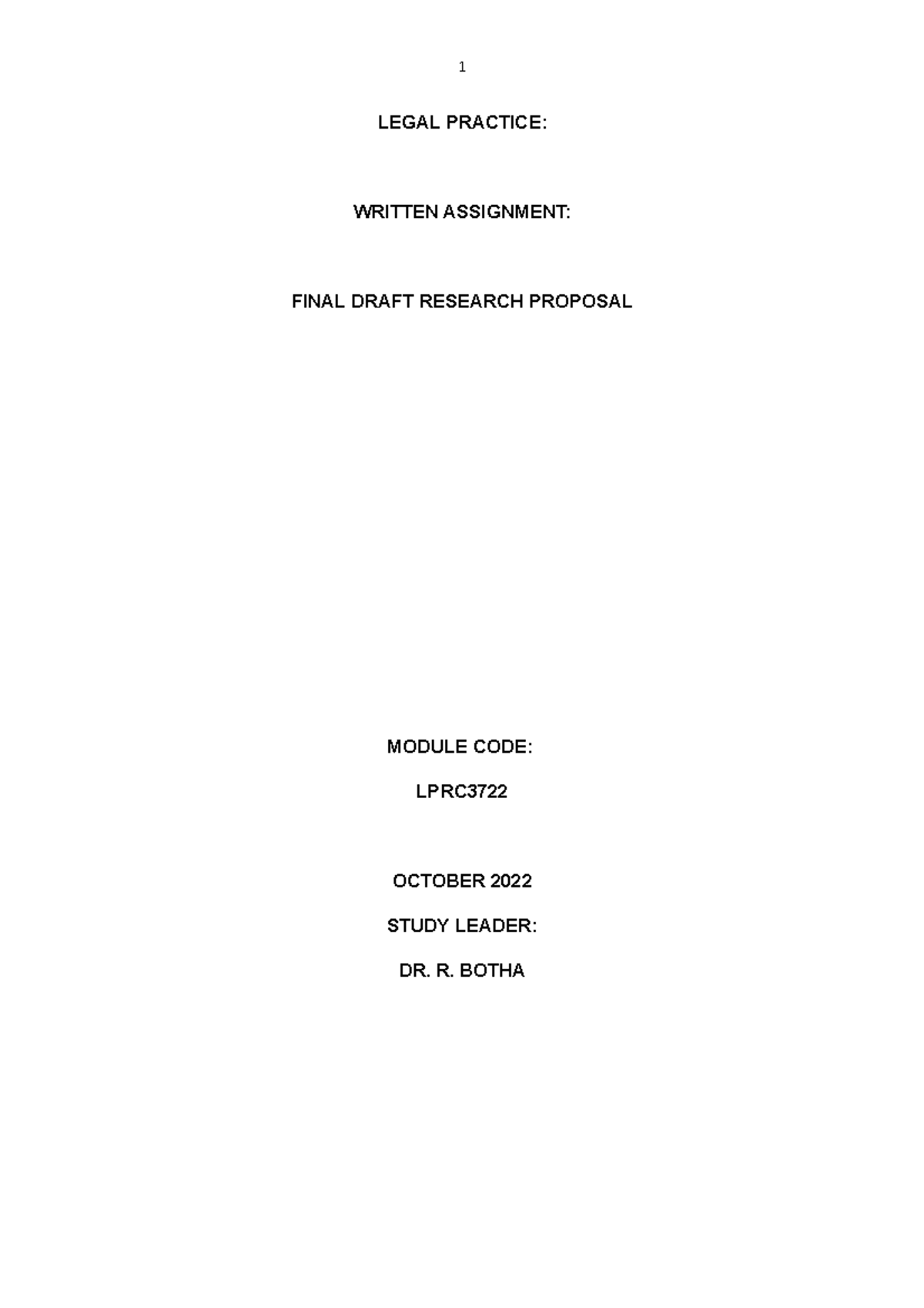 Final Draft Research Proposal (Auto Recovered) - LEGAL PRACTICE ...