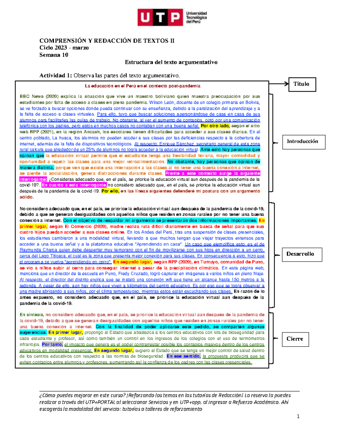 Semana 10. Modelo DE Texto Argumentativo - - Studocu