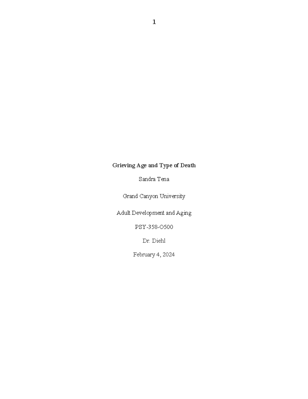 Grieving age and type of death - Grieving Age and Type of Death Sandra ...