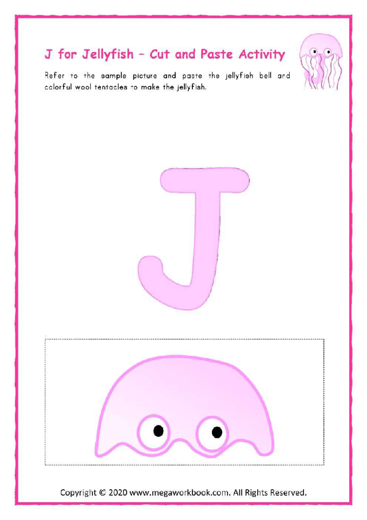 Capital Letter J Worksheet J For Jellyfish Cut And Paste Activity ...