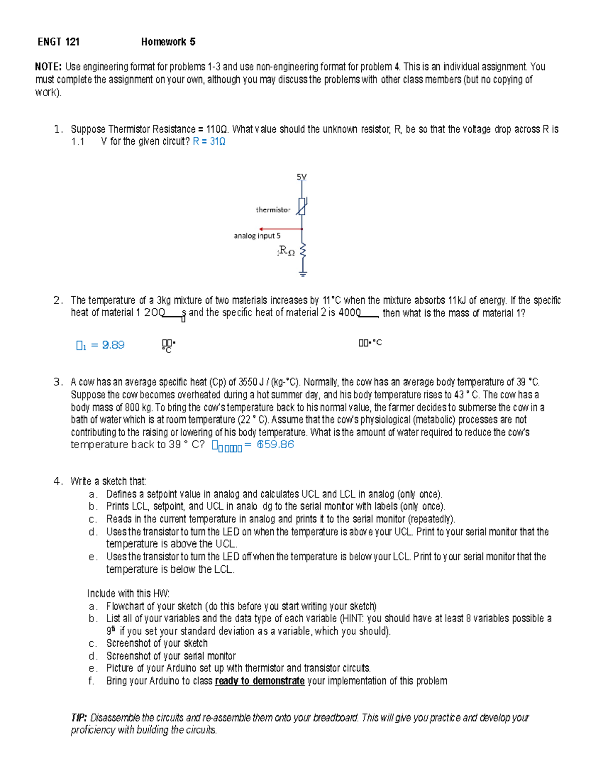 Homework 5 ENGT 121- unfinished - R ENGT 121 Homework 5 NOTE: Use ...