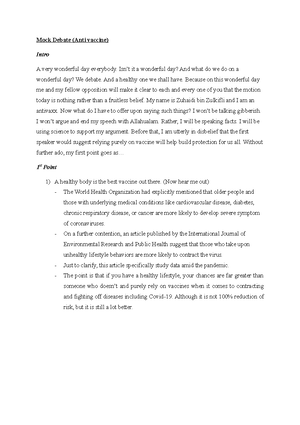 Prime minister format for debate - MOTION: - Studocu